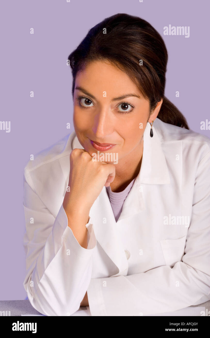 Researcher or lab tech poses for a portrait. (played by a model Stock ...
