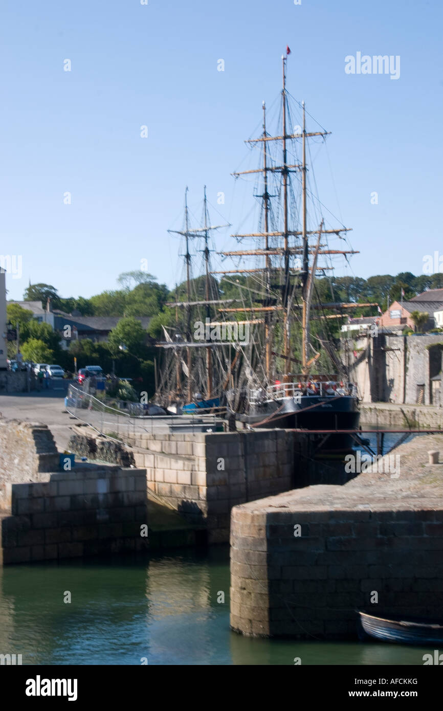 Traditional Sailing vessels in Charlestown Harbour Cornwall Stock Photo ...
