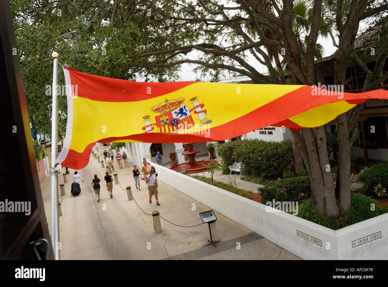 Columbia Restaurant in historic district of St Augustine Florida flag ...