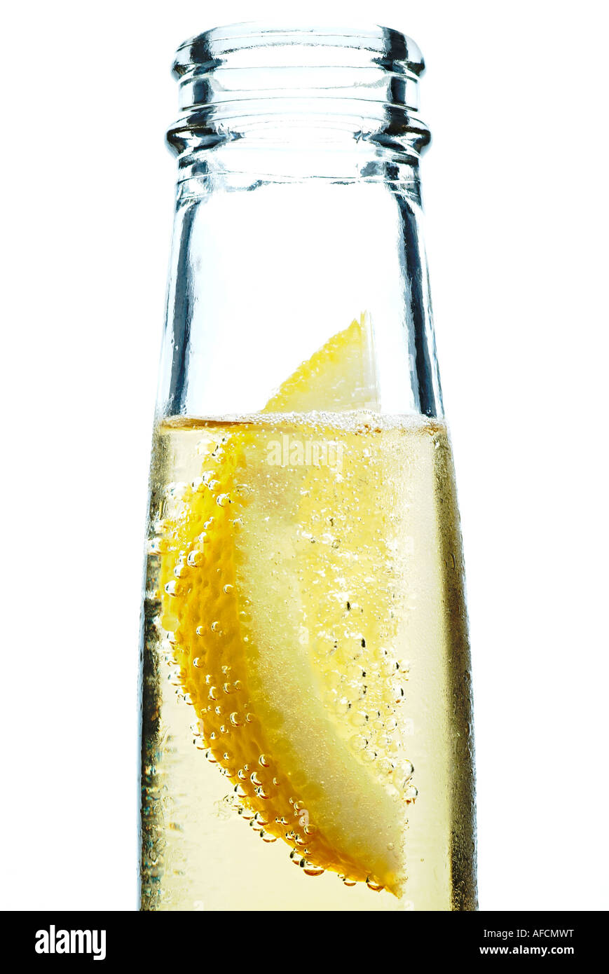 Lemon in a Beer Bottle Close Up Stock Photo - Alamy