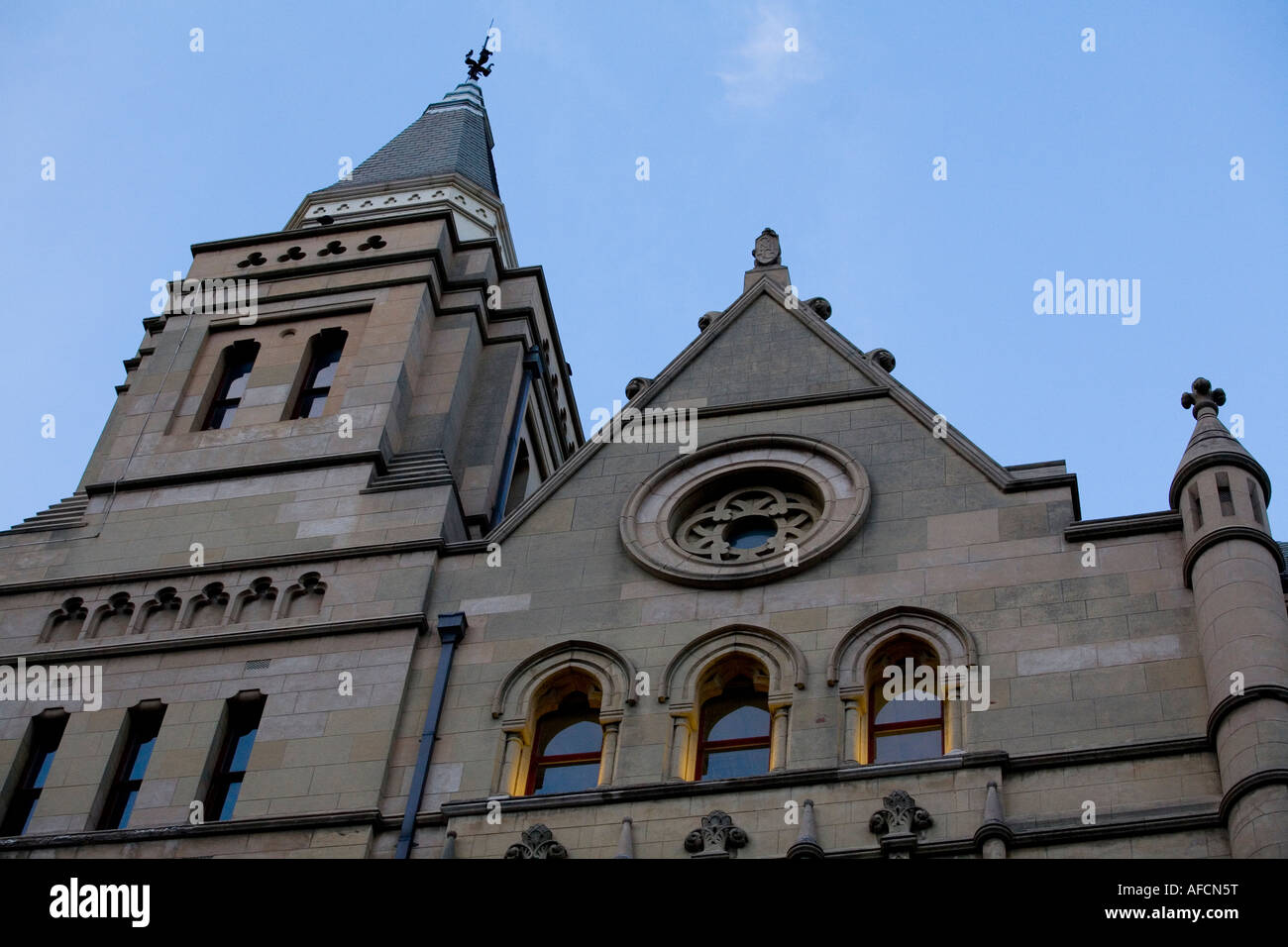 Vertical intimidating structure of a church Stock Photo - Alamy