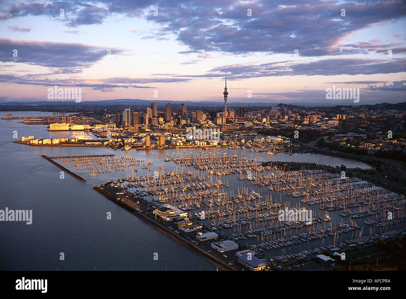 Aerial Photo, Westhaven Marina & Skyline Auckland, New Zealand Stock ...