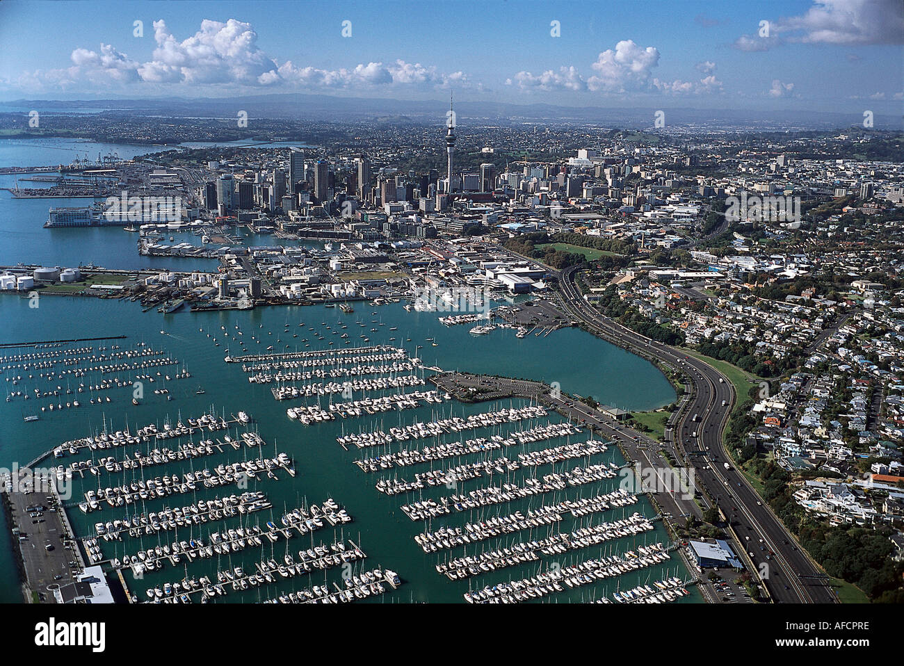 Aerial Photo, Westhaven Marina & Skyline Auckland, New Zealand Stock ...