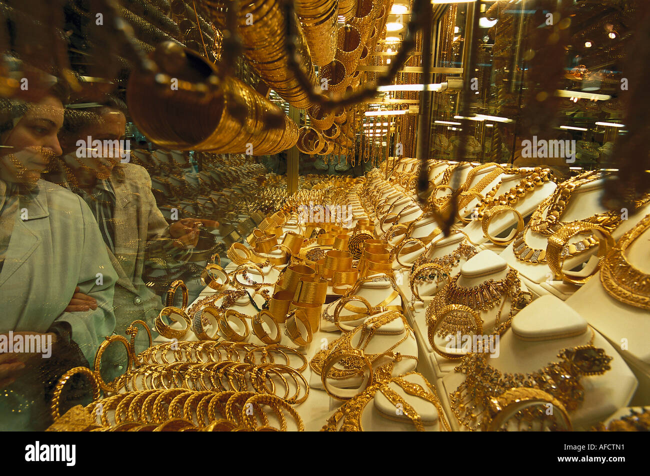 Gold in the window of a jewellers shop, Gold Trade, Grand Bazaar ...