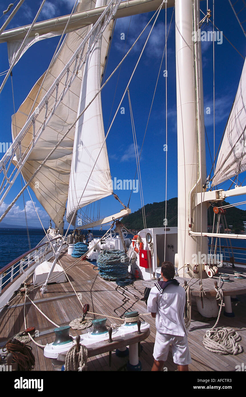 Setting Sails, Star Clipper Carribean Stock Photo - Alamy