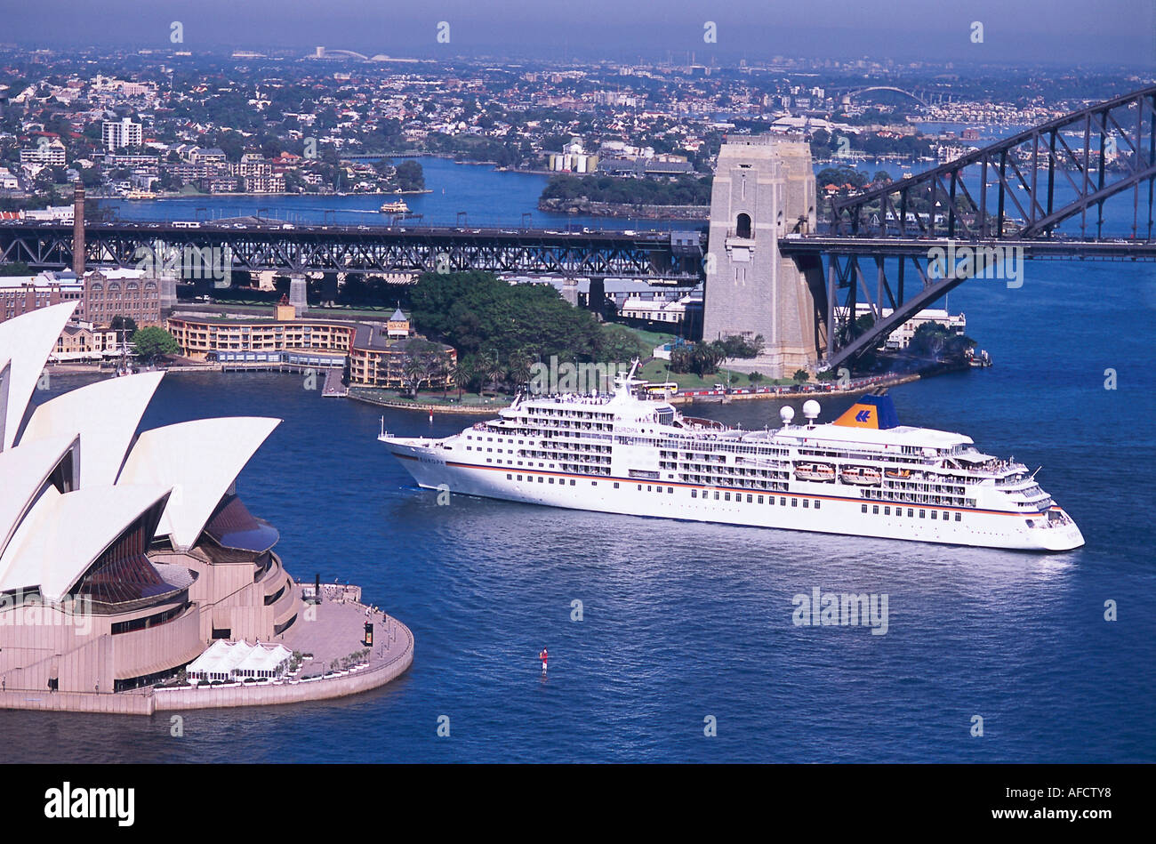 Cruiser ship MS Europa, Aerial view, Sydney, NSW Australia Stock Photo ...