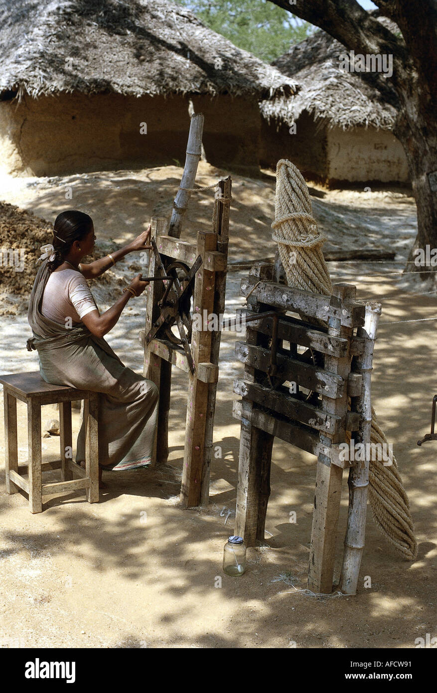 geography / travel, India, skilled crafts, ropemaker at work, southern ...