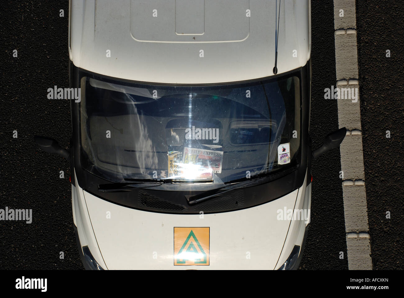 white van dashboard & window screen Stock Photo - Alamy