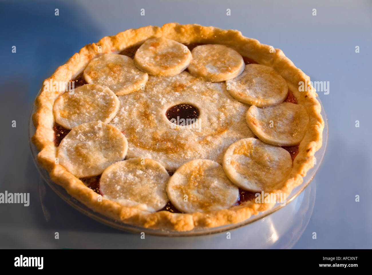 A whole homemade cherry pie with decorative top crust. USA Stock Photo ...