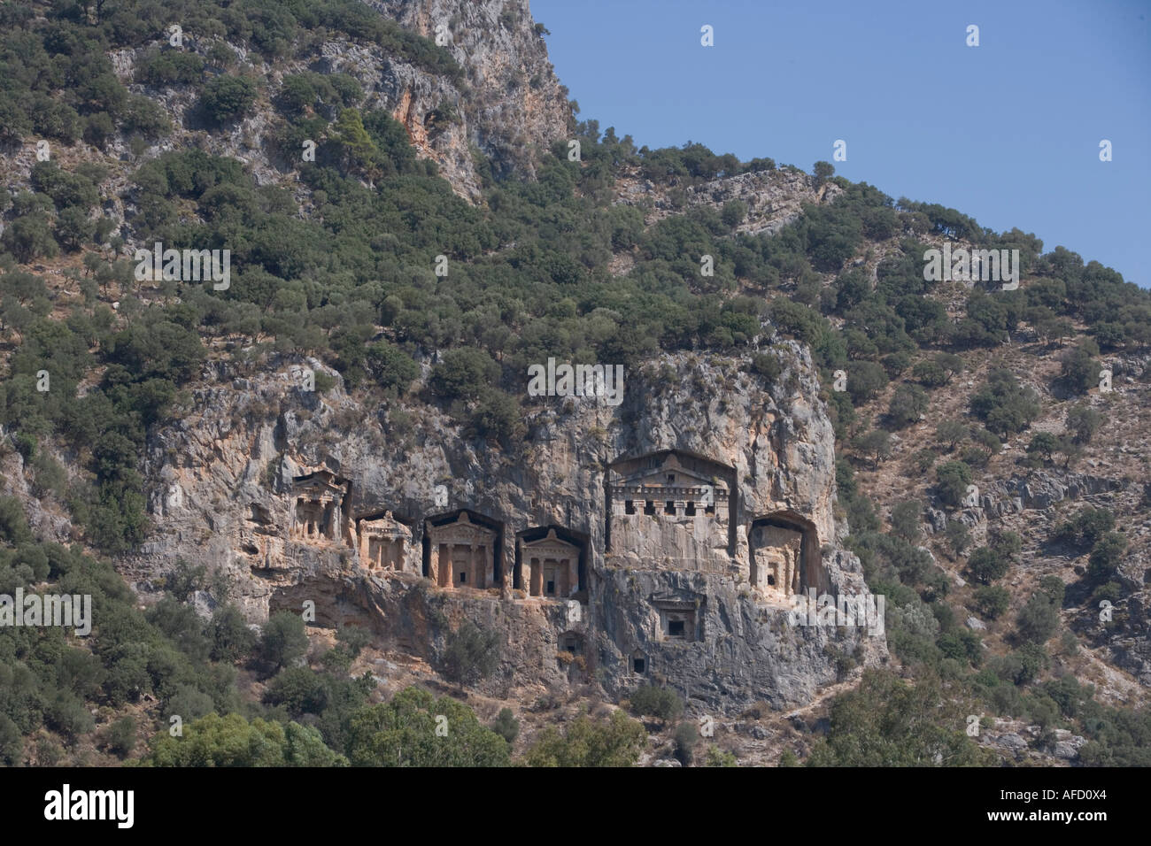 Lycian Cliff Tombs, Dalyan River Turkey Stock Photo - Alamy