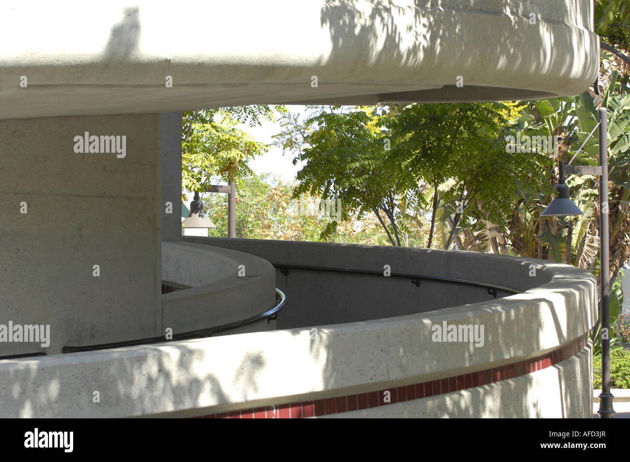 Horizontal image showing a spiral foot path bridge near UCI University ...