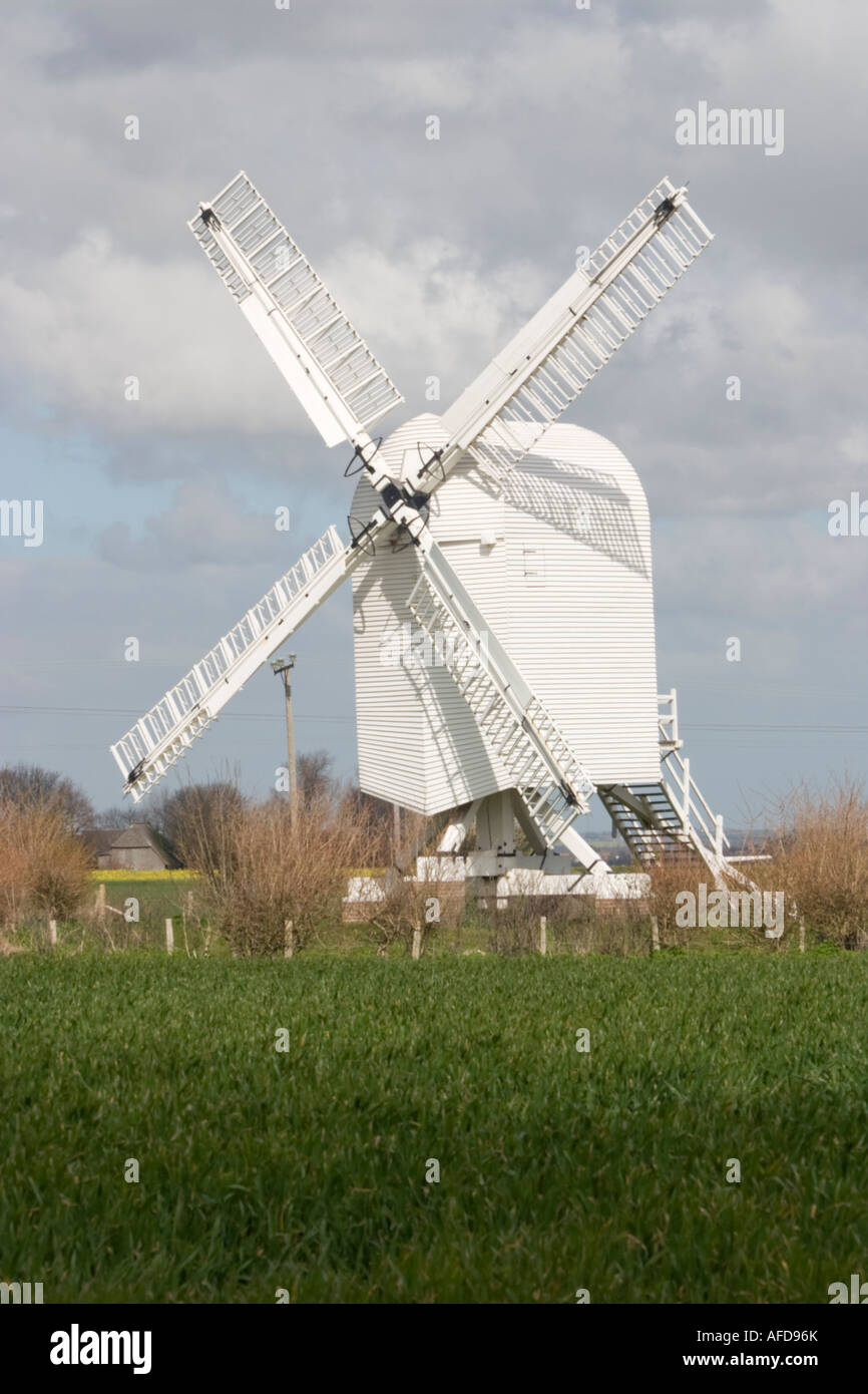 View across the Wheat fields to Chillenden Post Mill in Kent Stock ...