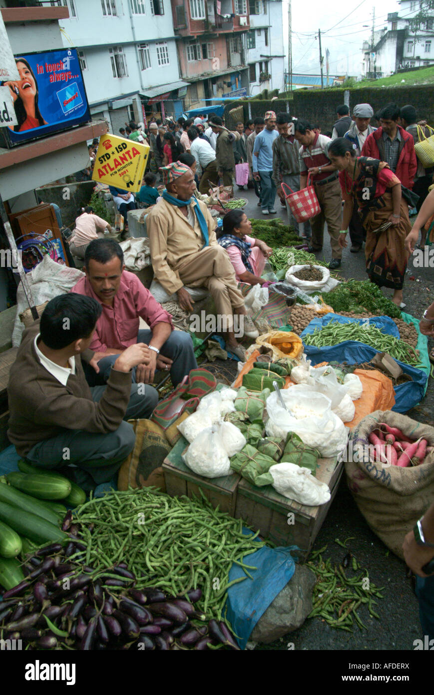 The morning market in Gangtok, Sikkim, in full swing Stock Photo - Alamy