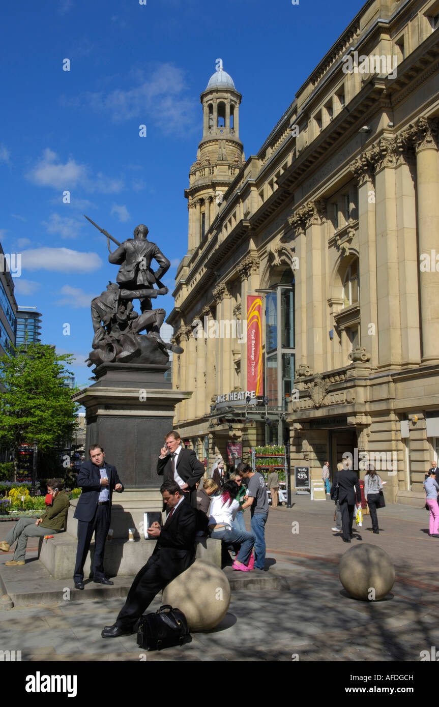 St Annes Square and the Royal Exchange Theatre Manchester Stock Photo ...