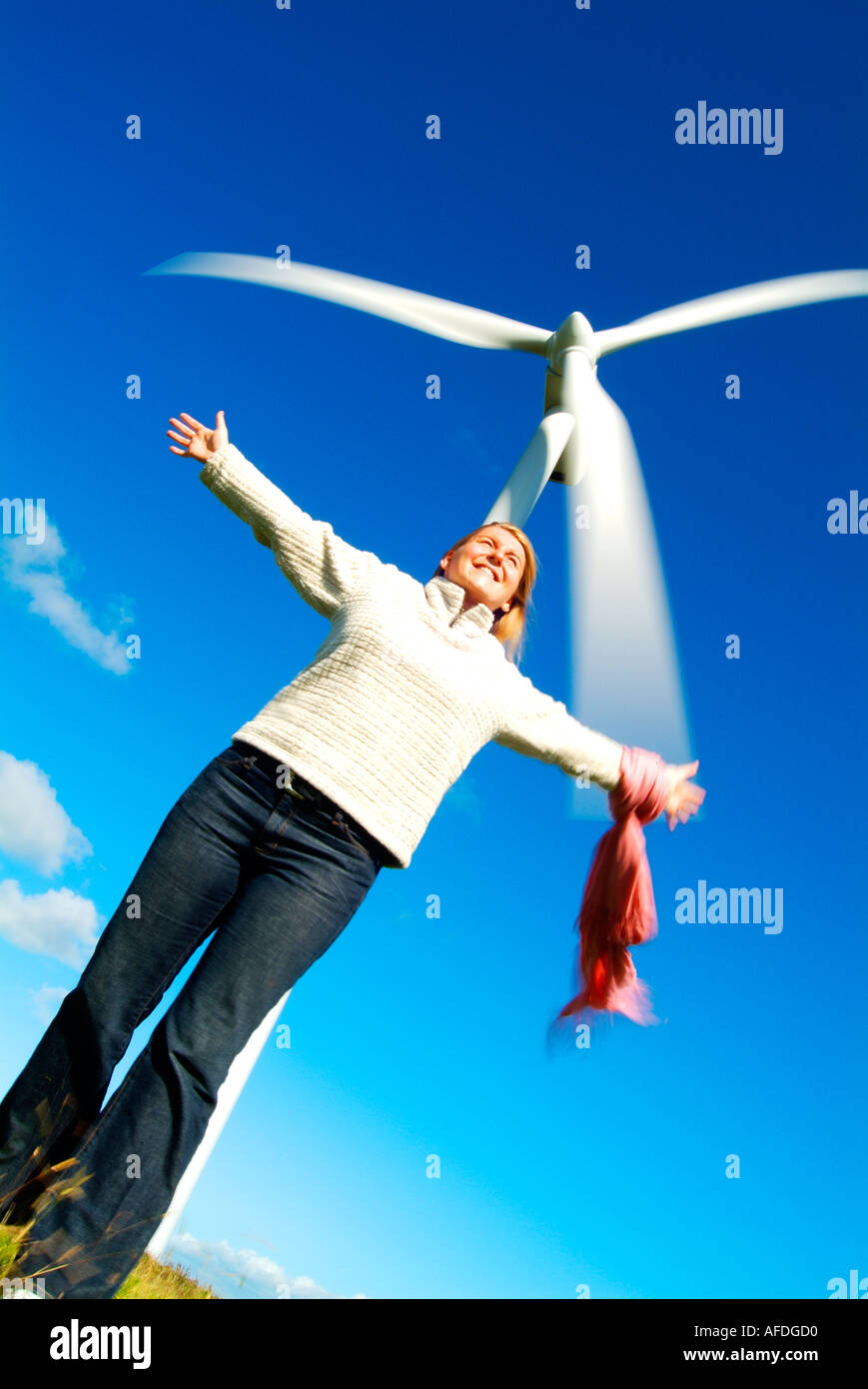 Wind turbine behind house hi-res stock photography and images - Alamy