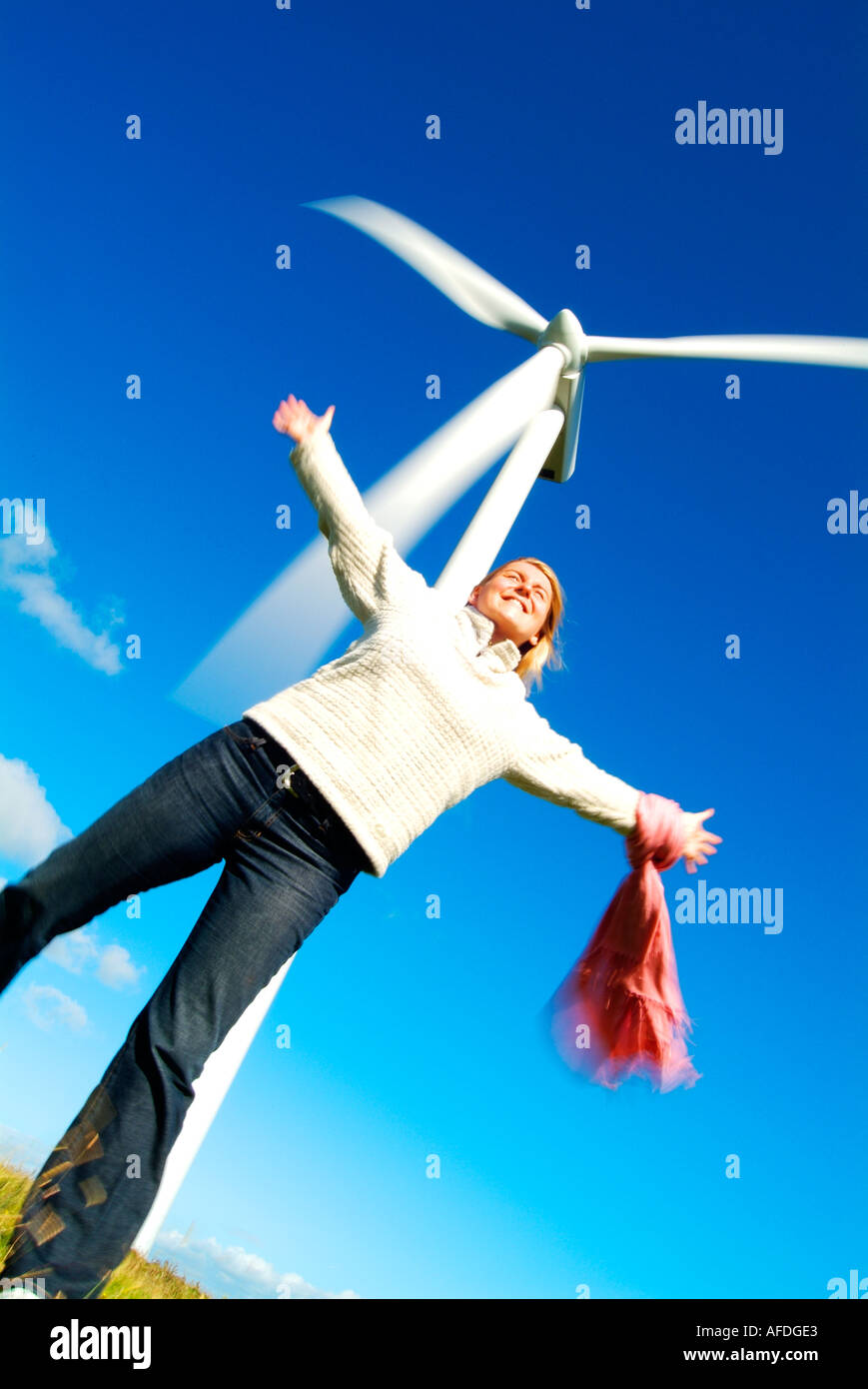 Wind turbine behind house hi-res stock photography and images - Alamy