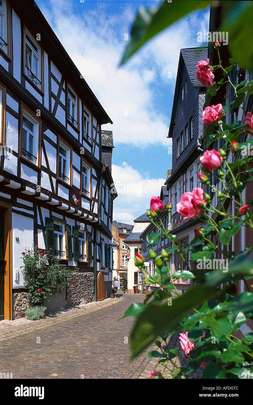 Half-timbered Houses, Old Town, Eltville Rheingau, Hesse, Germany Stock ...