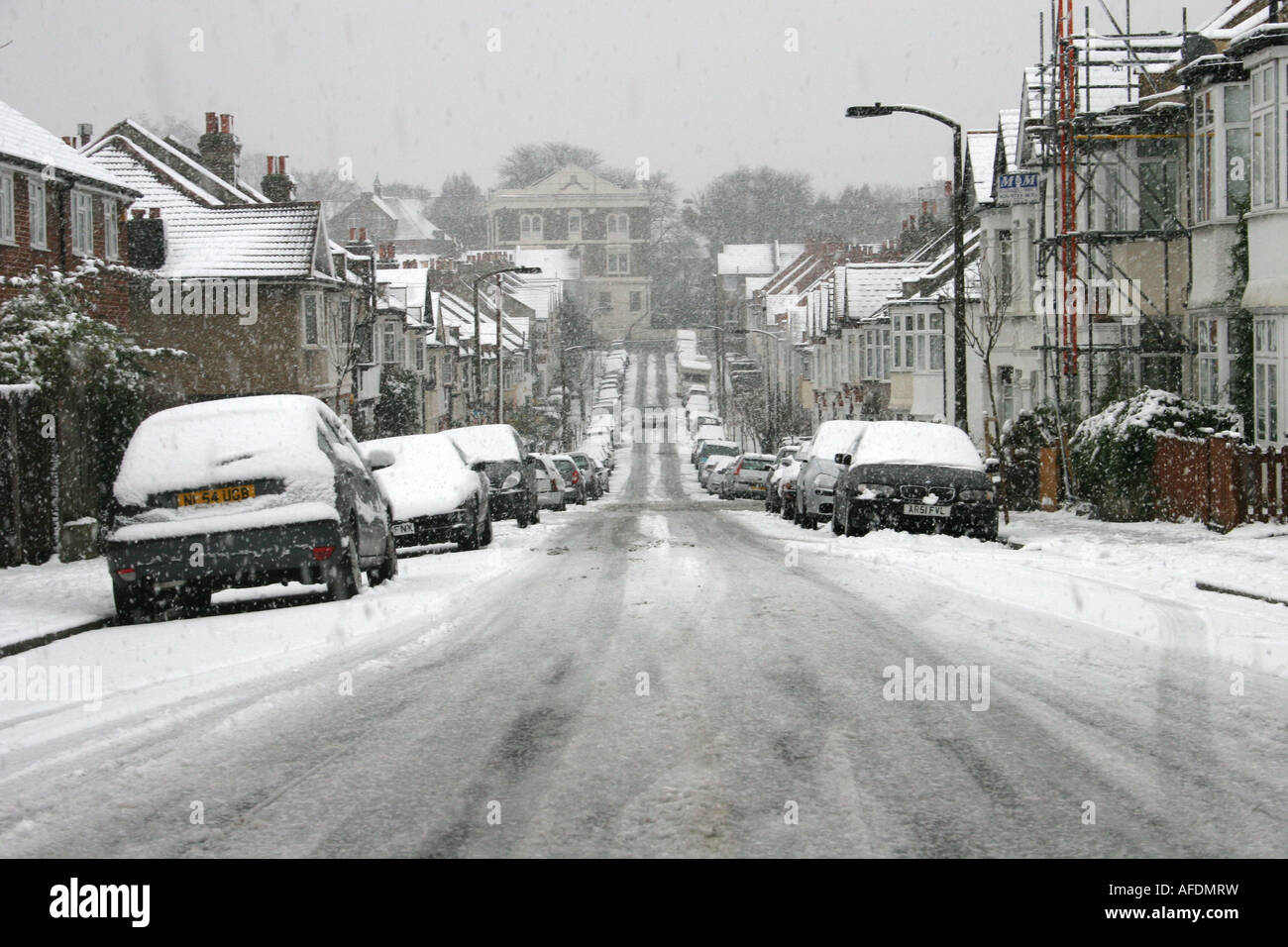 Snowy streets of London Stock Photo - Alamy