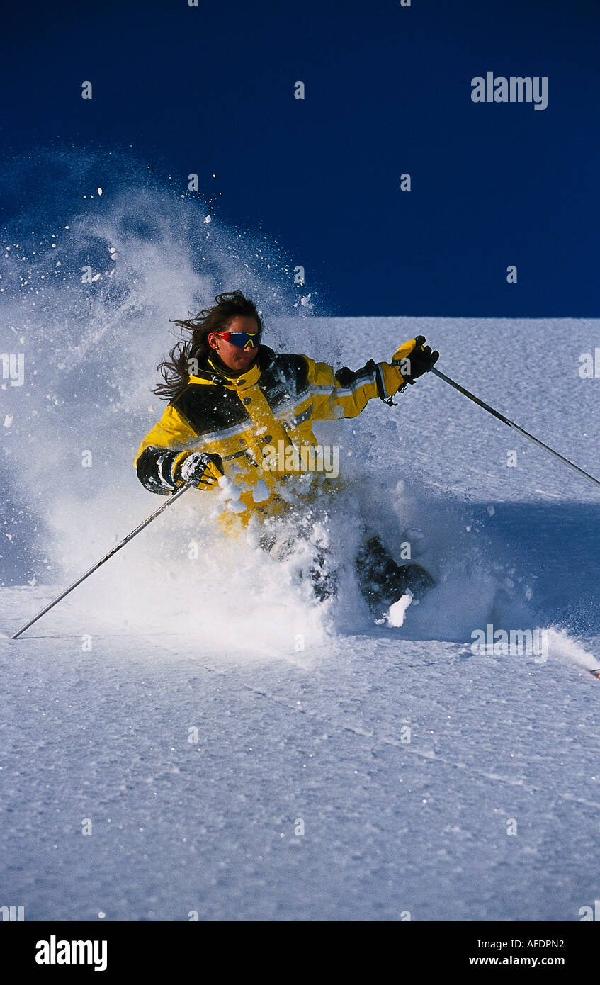 Ski, Frau, Freeriding Stock Photo - Alamy