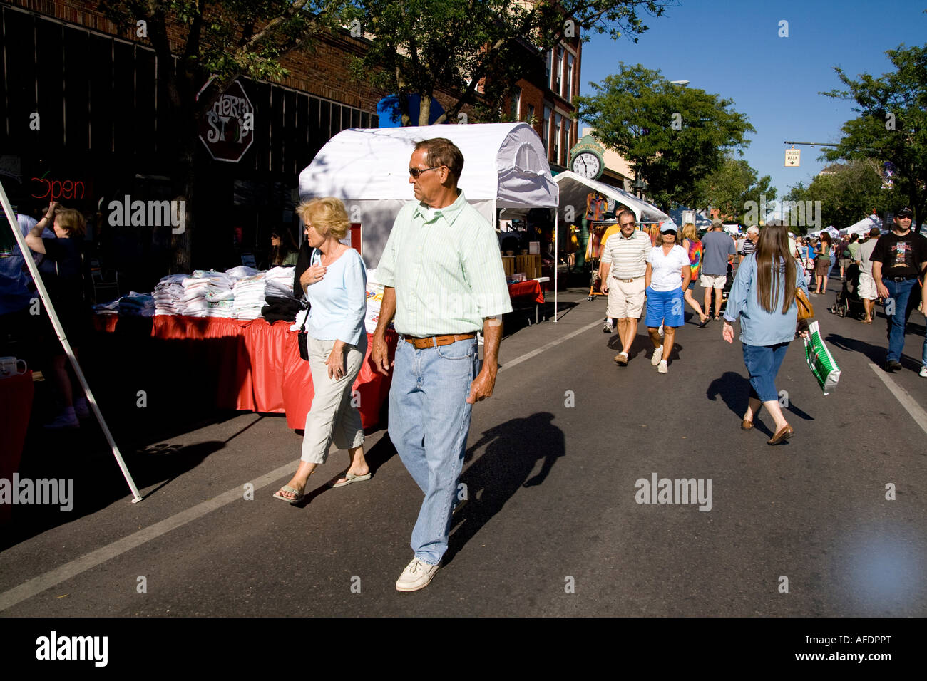 people at an outdoor street festival Traverse City Michigan Stock Photo ...