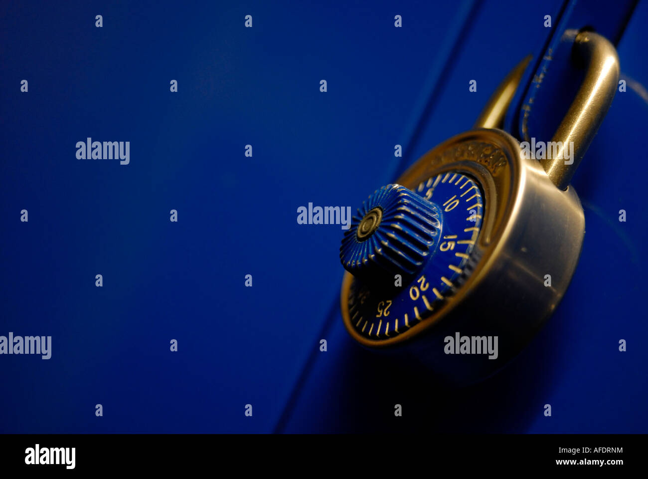 combination lock on blue locker Stock Photo - Alamy