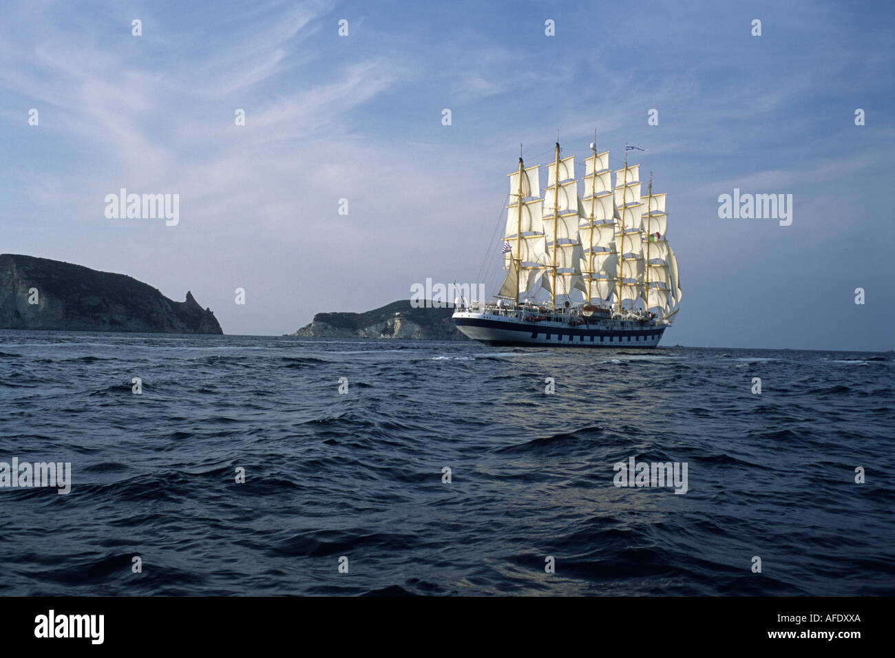 Full-Sail Royal Clipper, Sailing in Mediterranean Sea, Near Ponza ...