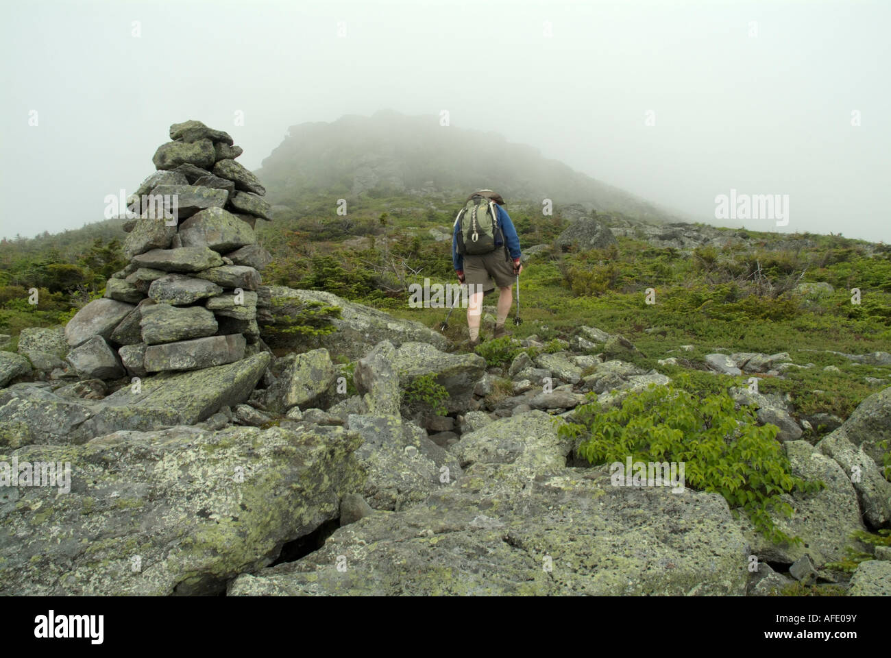 Hiker on Howker Ridge Trail in the White Mountains, New Hampshire USA ...