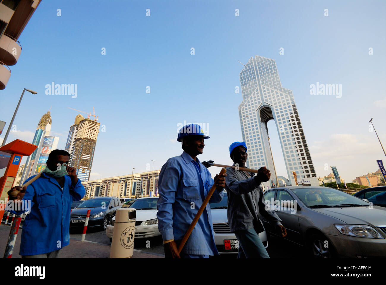 indian construction workers on Sheikh Zayed Road, Dubai City, United ...