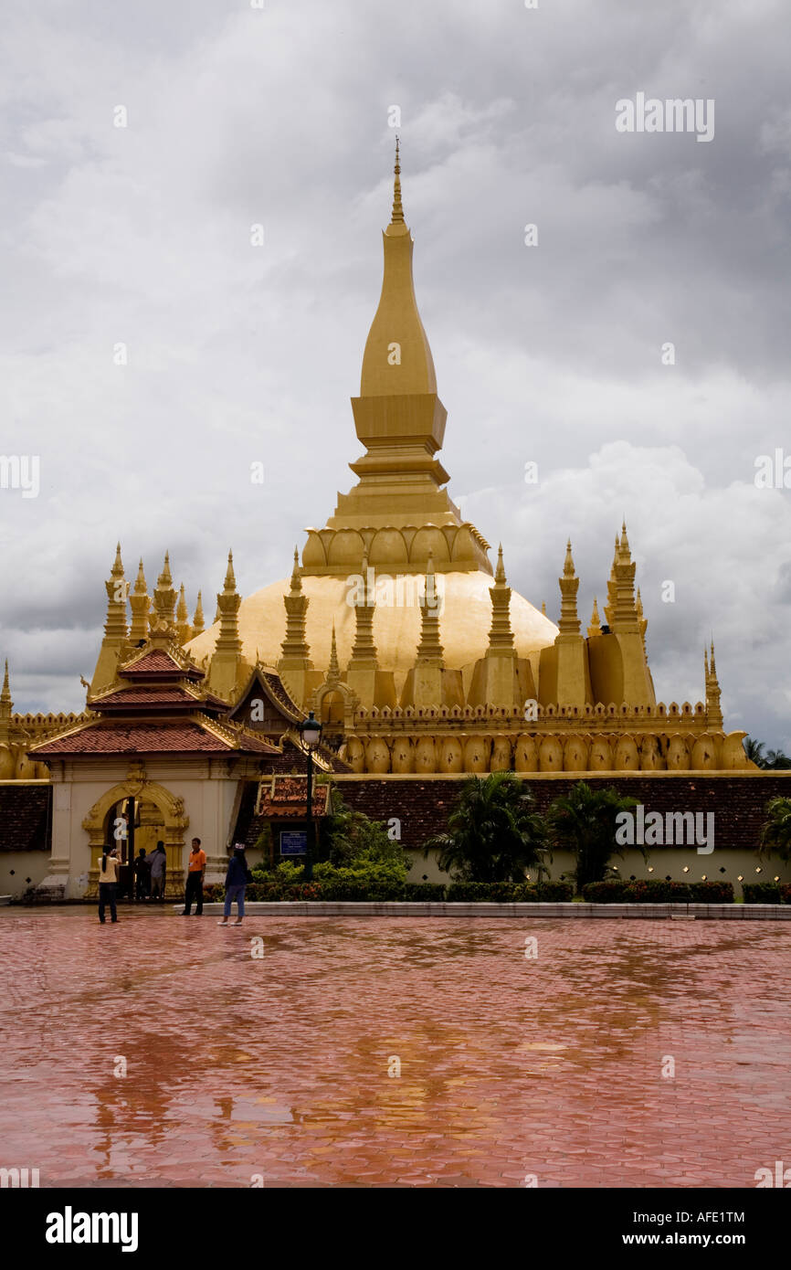Pha That Luang stupa, and steps to the stupa. Vientiane. Laos Stock ...