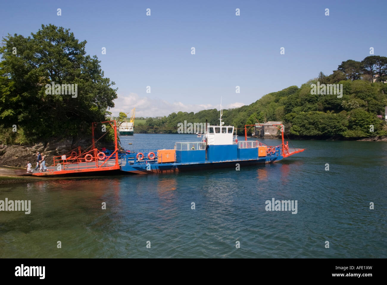 Car and passenger Ferry from Fowey to Bodinnick Cornwall Stock Photo ...