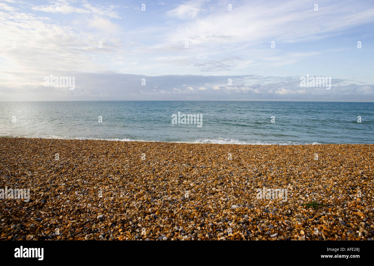 Shingle beach shot early in the morning in East Sussex England Stock ...