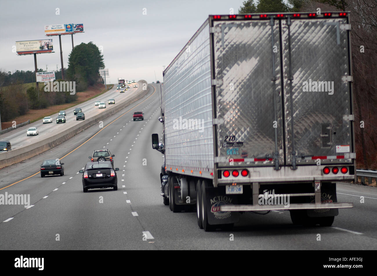 Cars and trucks in traffic on a United States Interstate Highway Stock ...