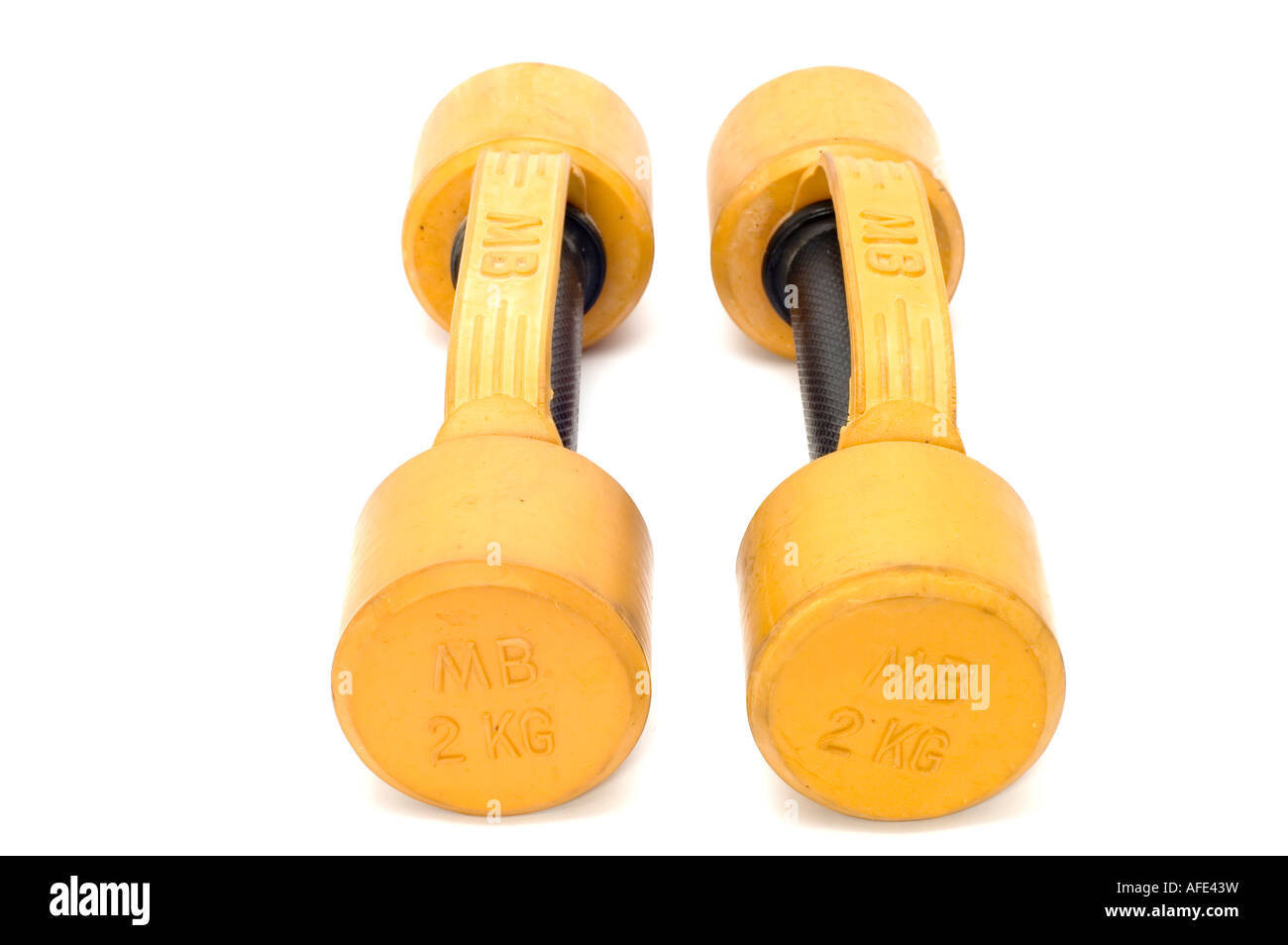 series object on white sport tool dumbbells Stock Photo - Alamy