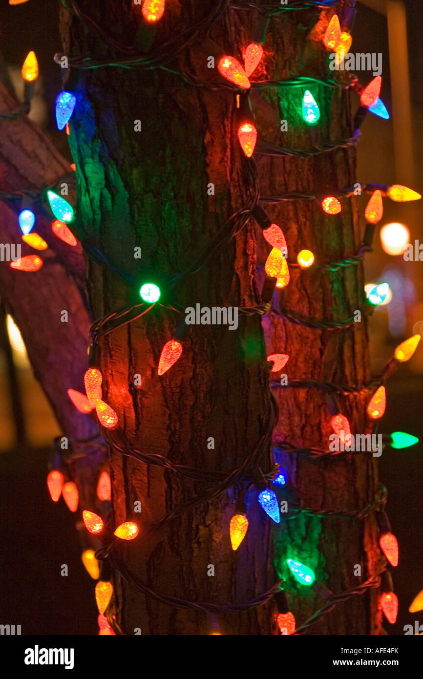 Outdoor x mas lights Stock Photo - Alamy