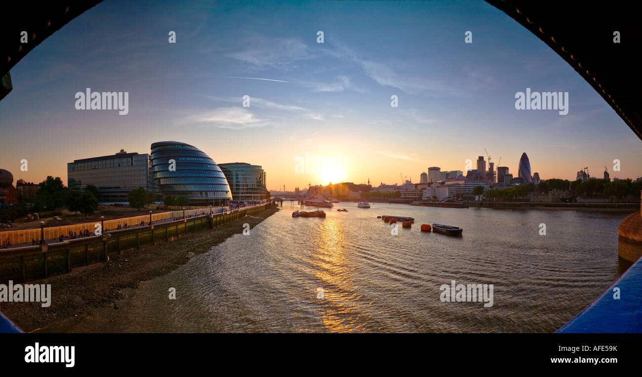 Panoramic view of London skyline from Tower Bridge Stock Photo - Alamy