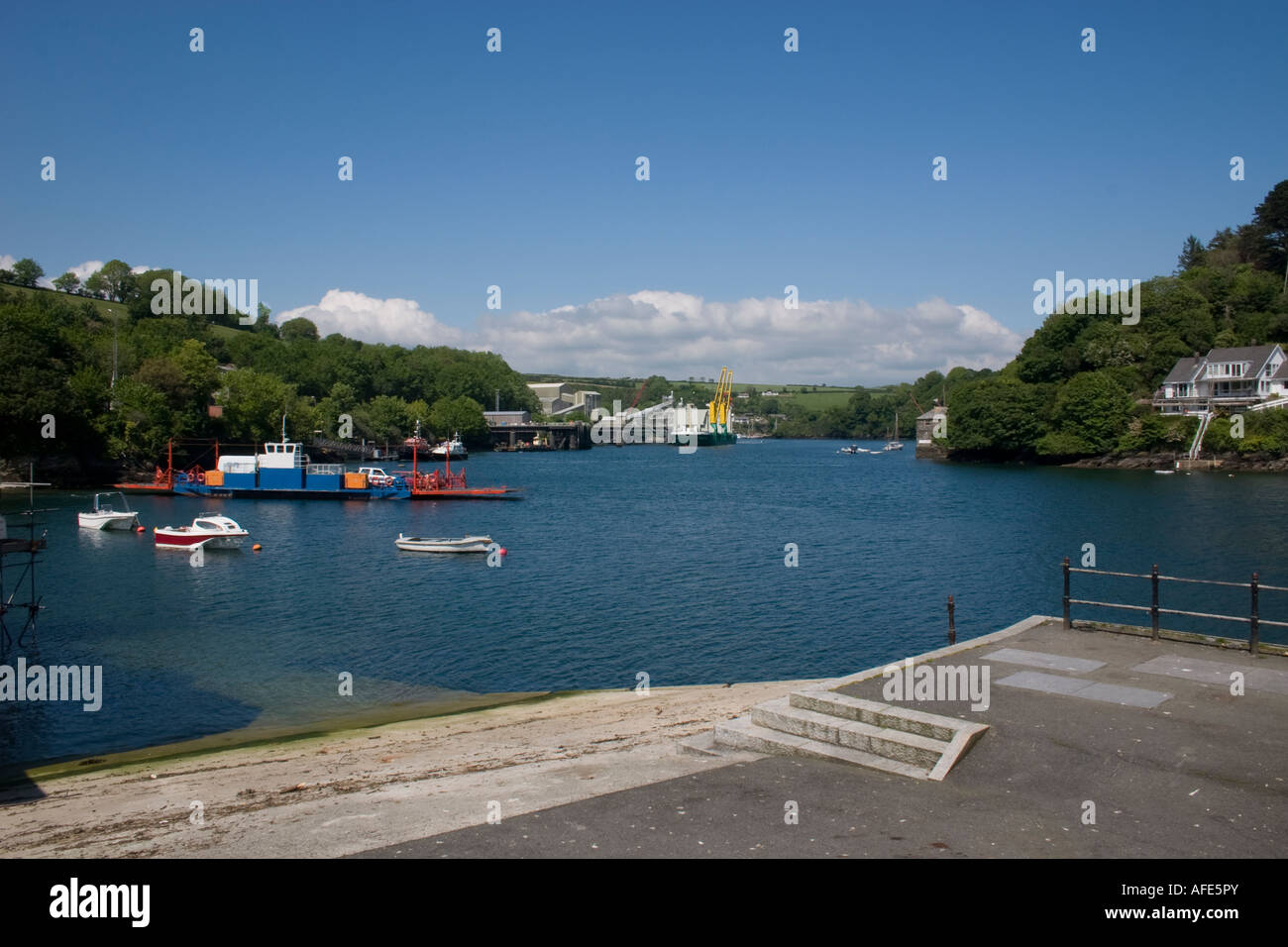 Car and passenger Ferry from Fowey to Bodinnick Cornwall Stock Photo ...