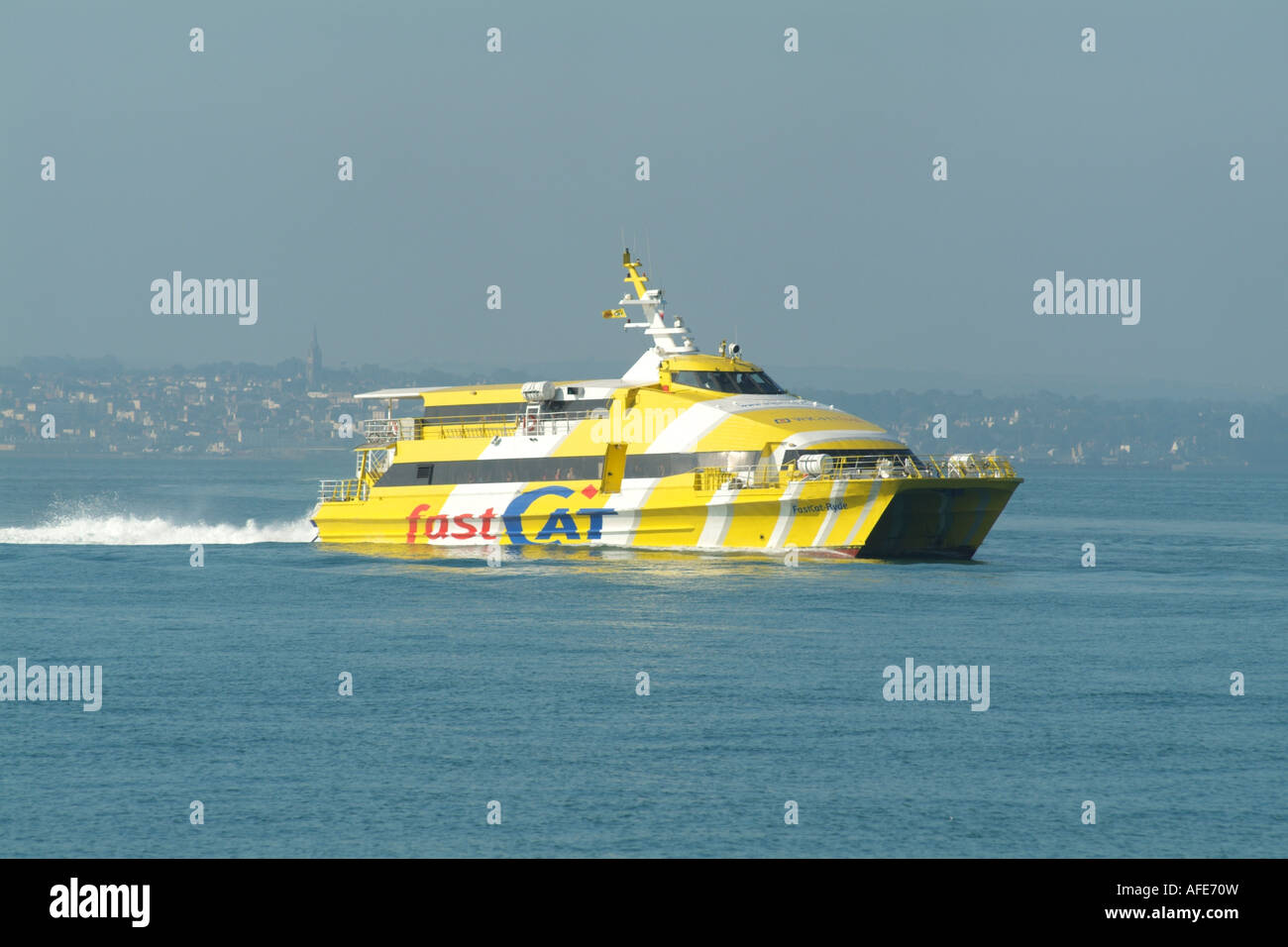 A Fastcat Passenger Catamaran Sailing on the Solent Southern England. A ...