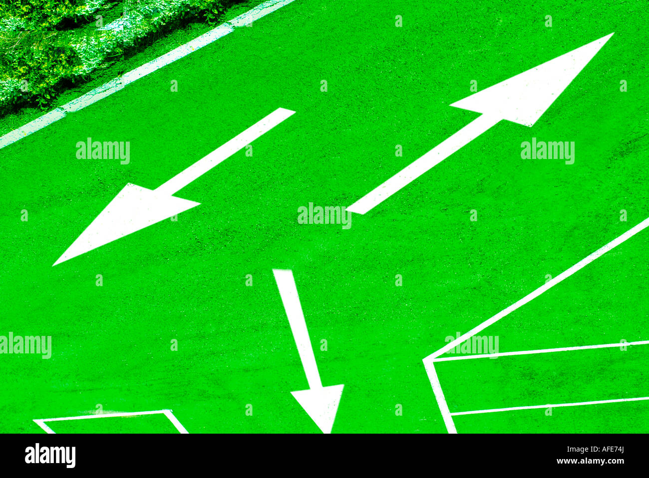 Asphalt roadway with direction arrows Stock Photo - Alamy
