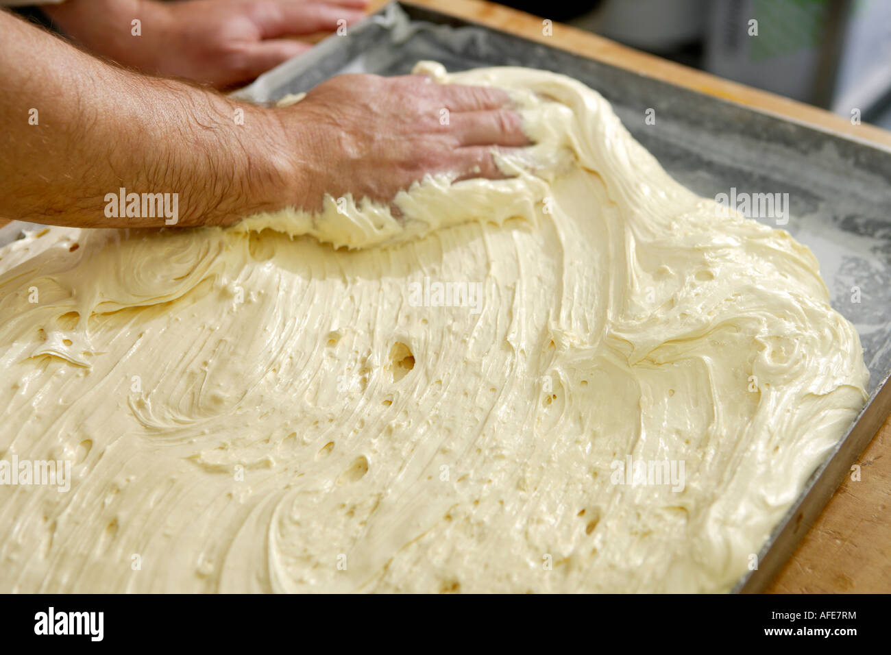 Bread Making by hand, dough Stock Photo - Alamy