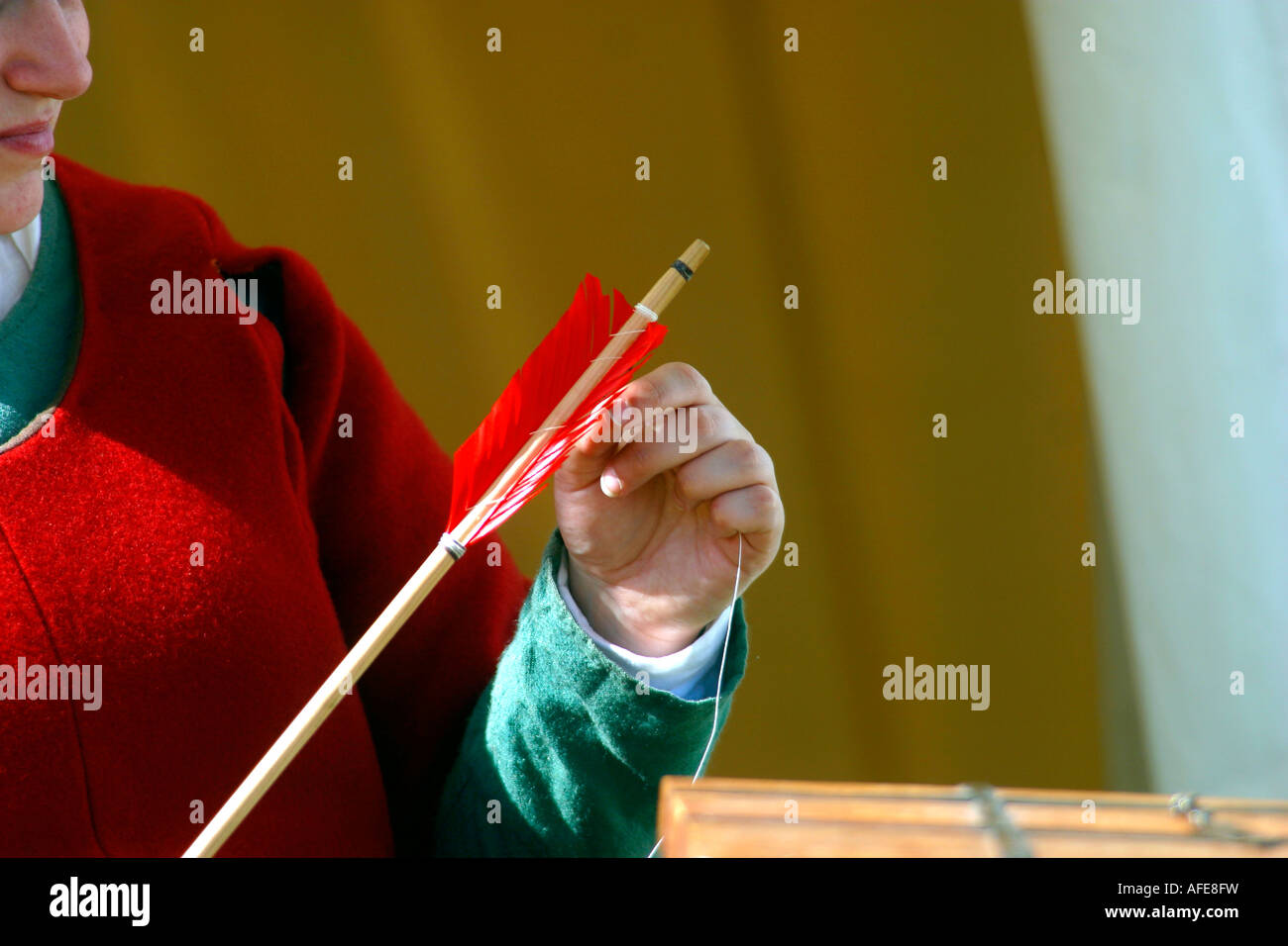 a lady Fletcher (re-enactor) at Rufford Abbey Country Park living ...