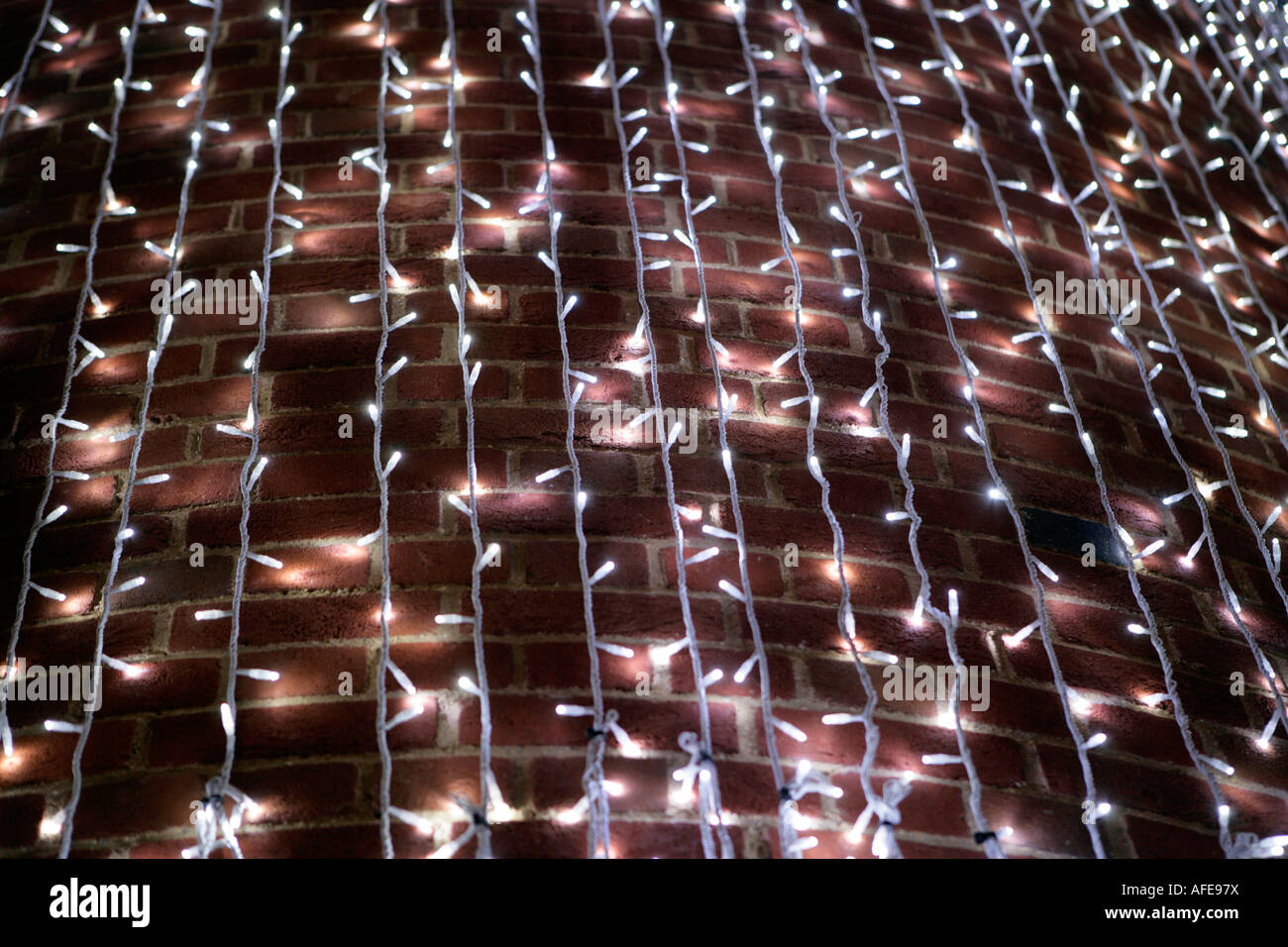 LED Christmas Lights on Outside of Building Stock Photo - Alamy