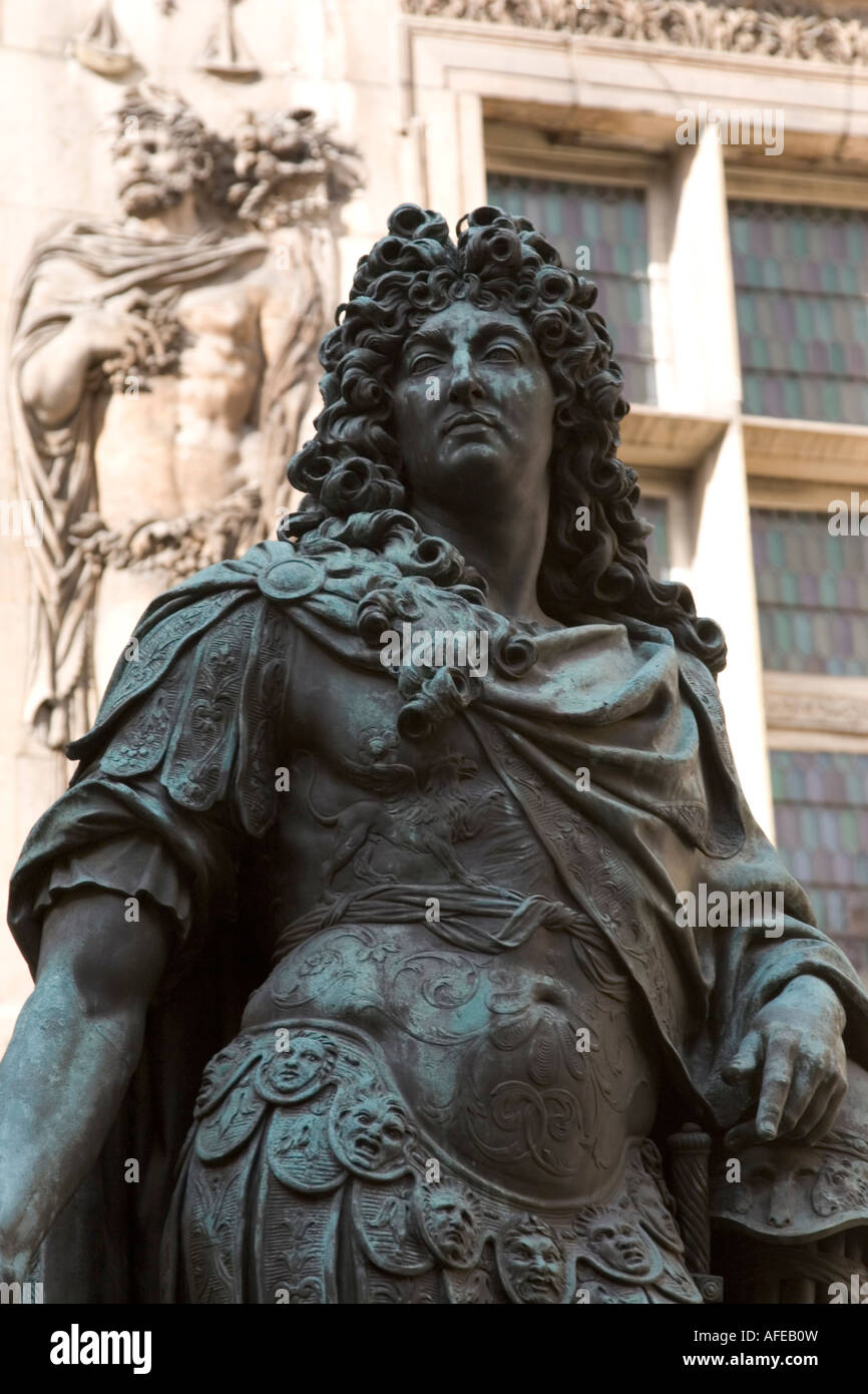 Paris France Statue of Louis XIV in the courtyard of the Musee ...