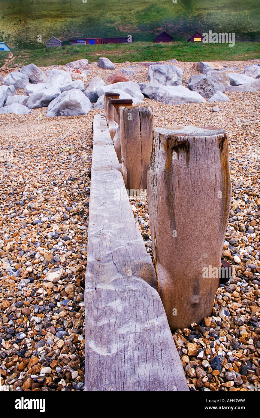 fence on shingle beach Stock Photo - Alamy