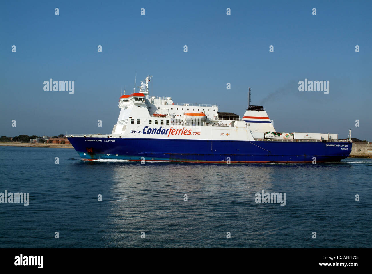 Commodore Clipper Roro ship Cross Channel Ferry Departing Portsmouth England UK Stock Photo - Alamy