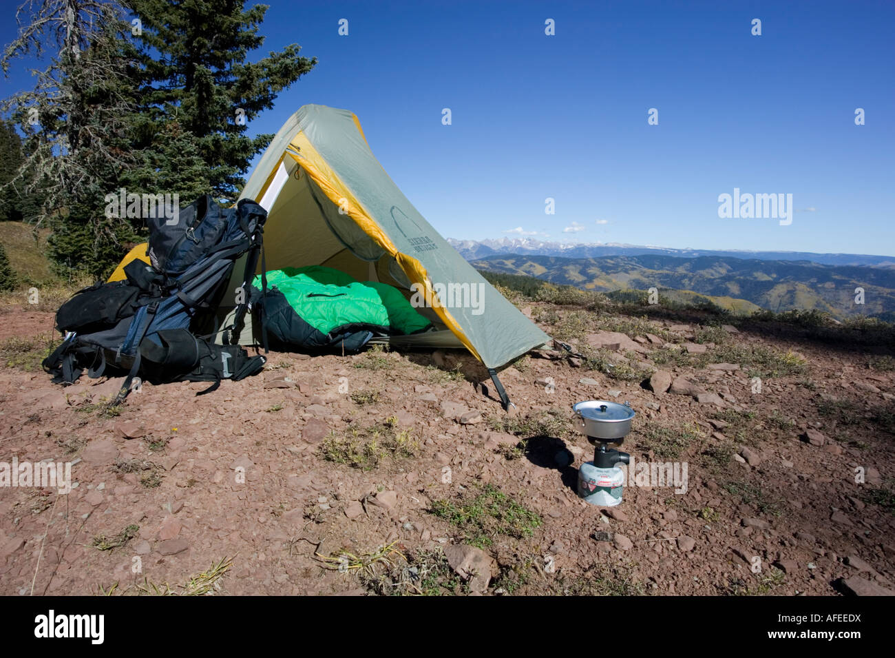 Campsite on Colorado trail Stock Photo - Alamy