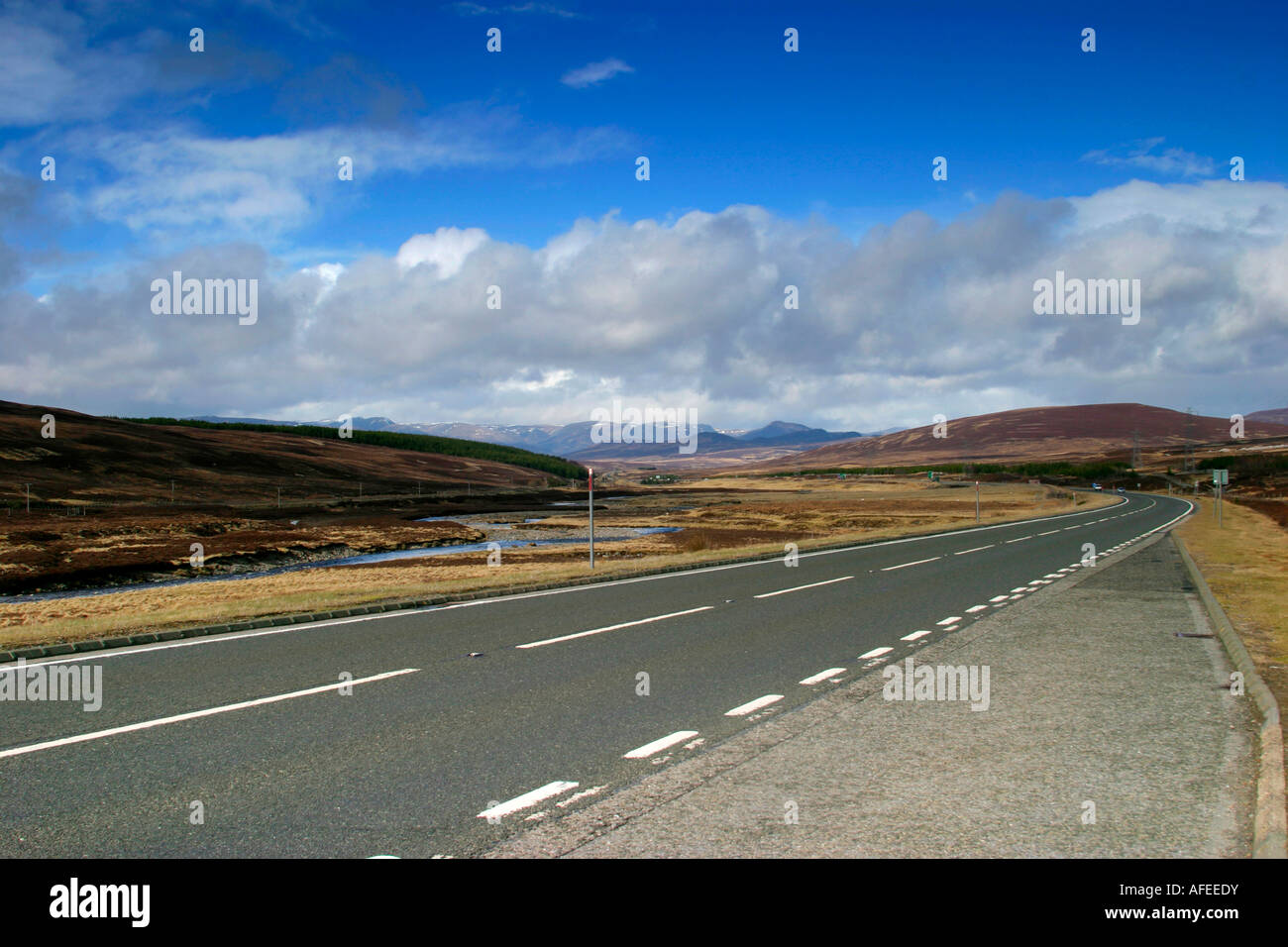 Looking North from Drumochter Summit of the A9, Highlands of Scotland ...
