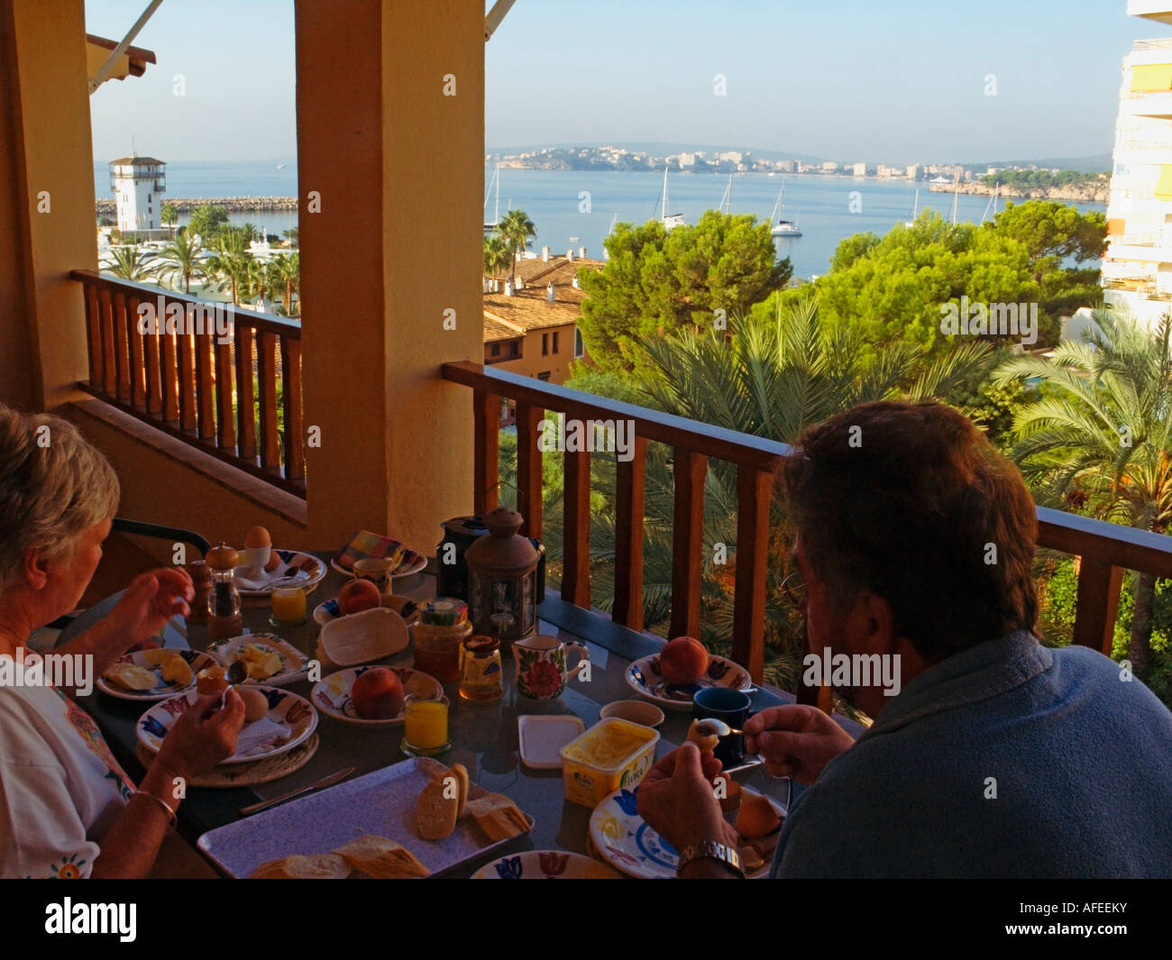 Puerto Portals and Palma Bay Palma Nova in distance Ponent Region ...