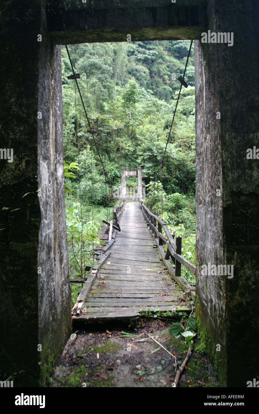 A rickety old bridge over a ravine in Sikkim, India Stock Photo - Alamy