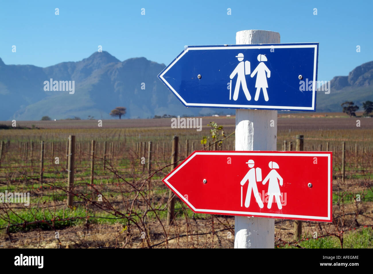 Walking and hiking directional signs. Helderberg Mountain area western ...