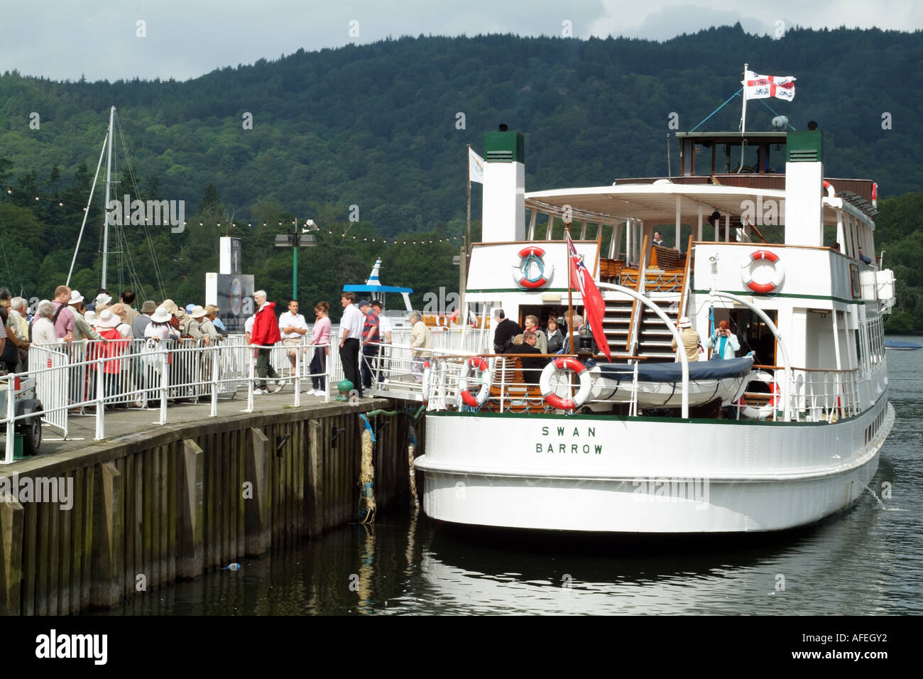 Lake Windermere The Lake District Cumbria northern England. Passenger ...